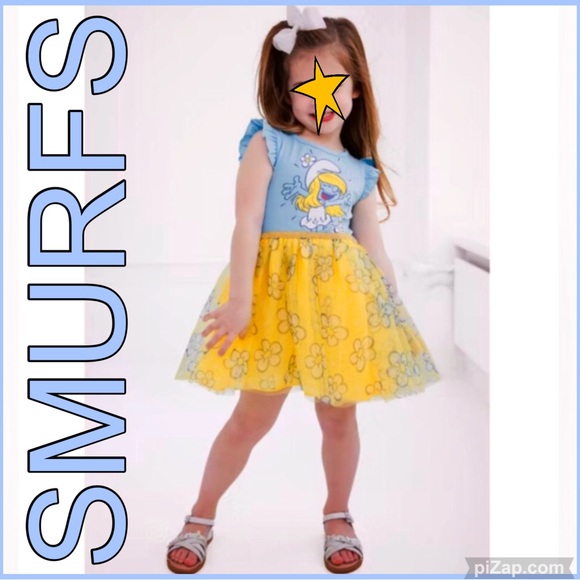 The Smurfs | Dresses | Smurfs Blue And Yellow Smurfette Dress Sz 3t ...